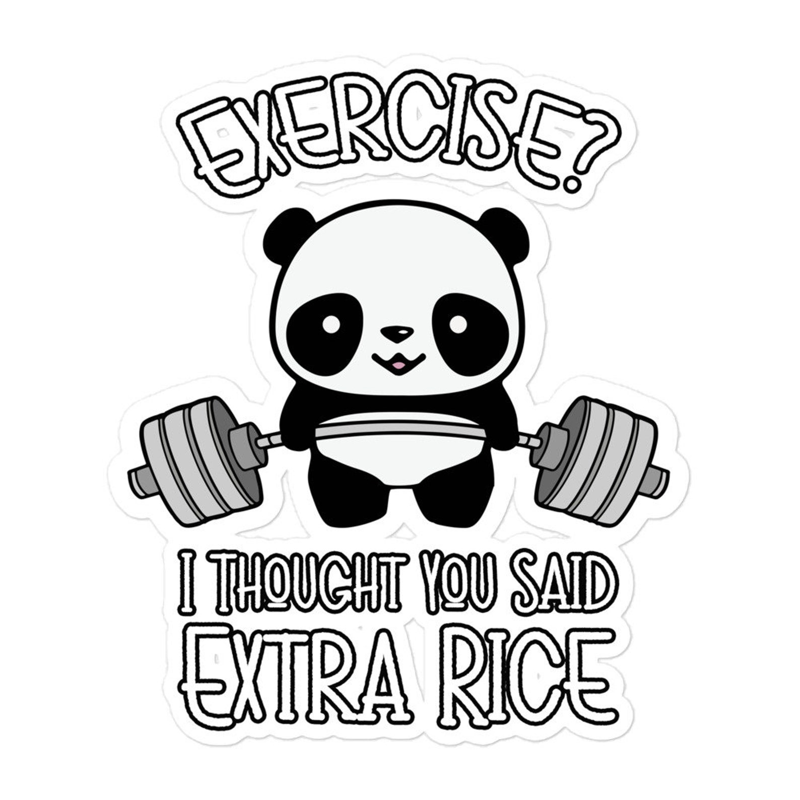 Exercise, Extra Rice, Lifting Panda, Funny Cute Sticker, Bodybuilding ...