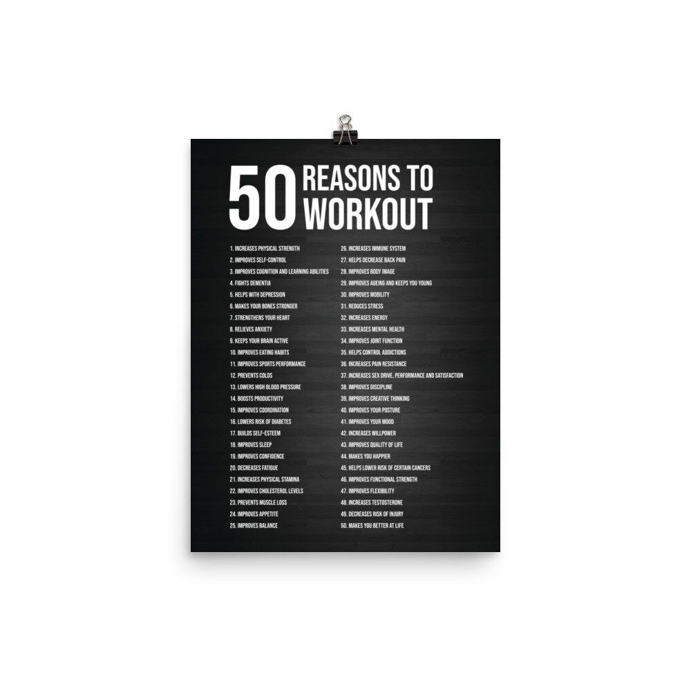 50 Reasons To Workout Gift Gym Poster Motivational Prints | Etsy