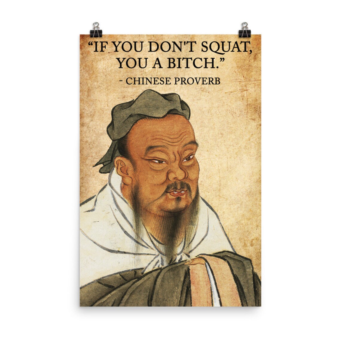 Squat Funny Chinese Proverb Gym Poster Motivational Prints | Etsy