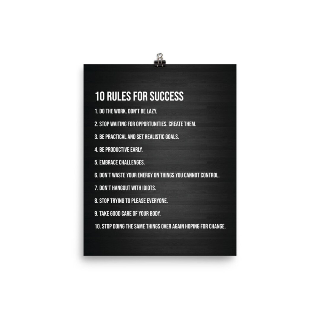 10 Rules for Success, Gym Poster, Motivational Prints, Gift for ...