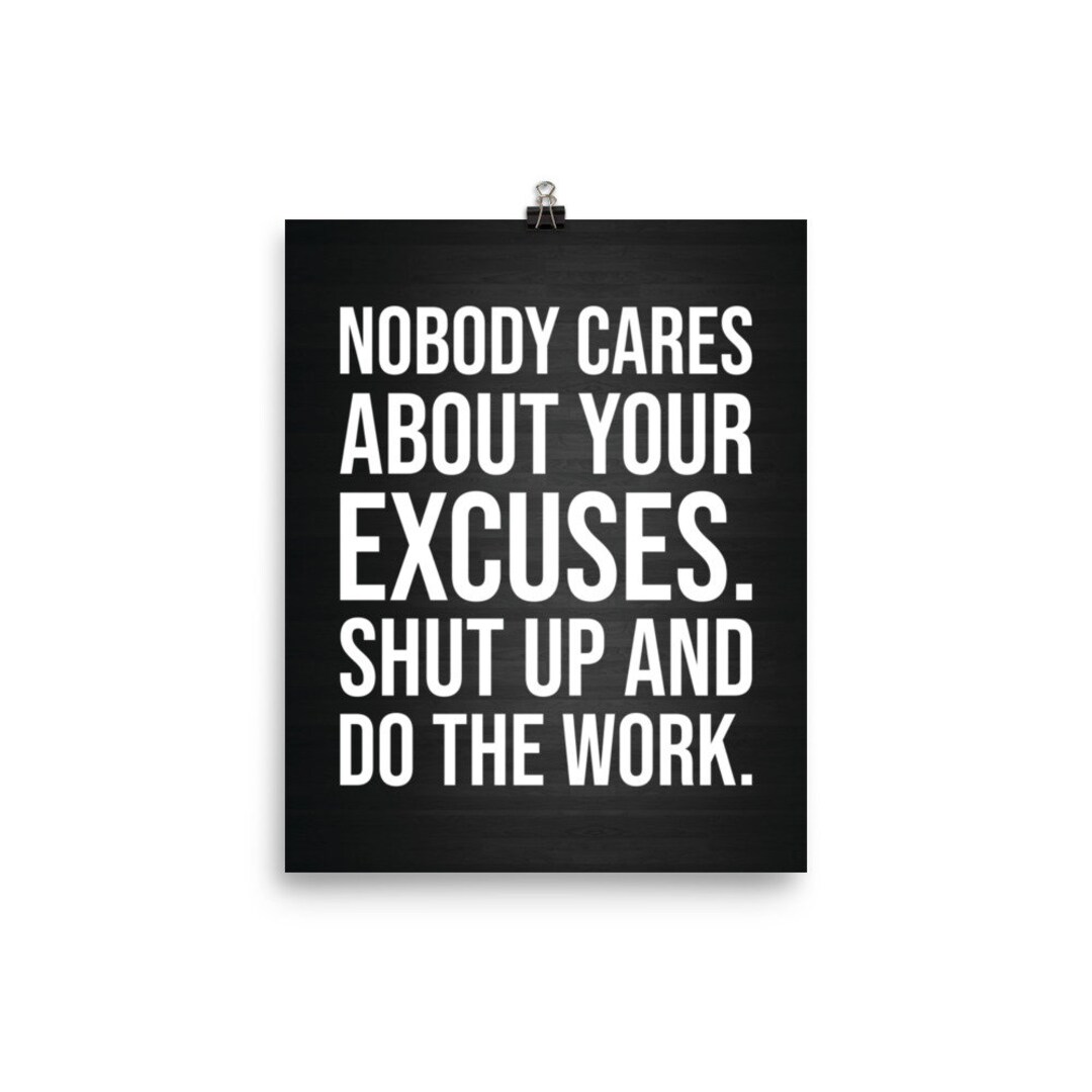 No Excuses, Gym Poster, Motivational Prints, Gift for Bodybuilding ...