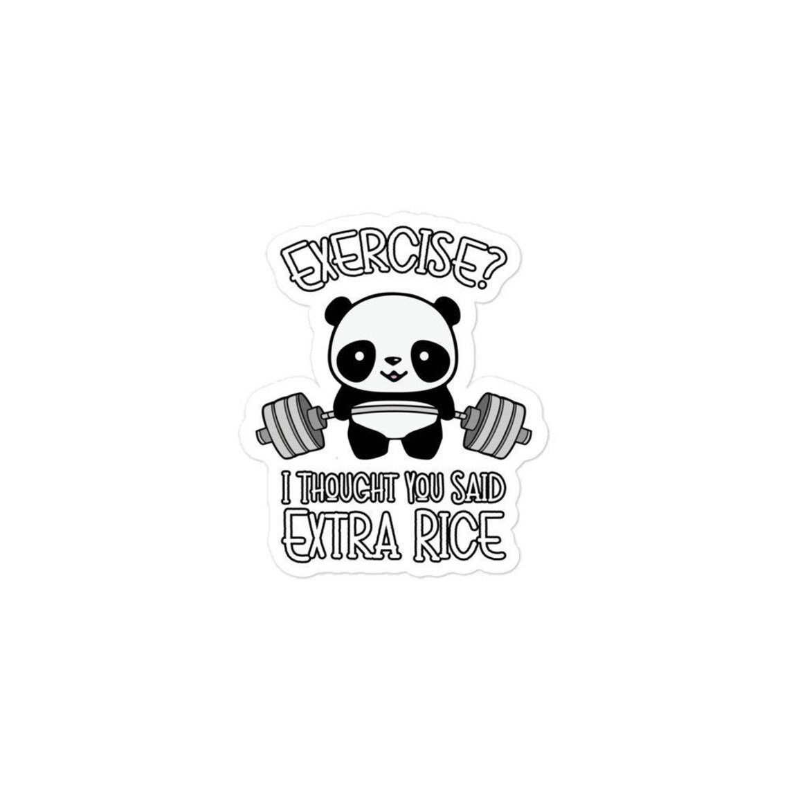 Exercise Extra Rice Lifting Panda funny cute sticker | Etsy