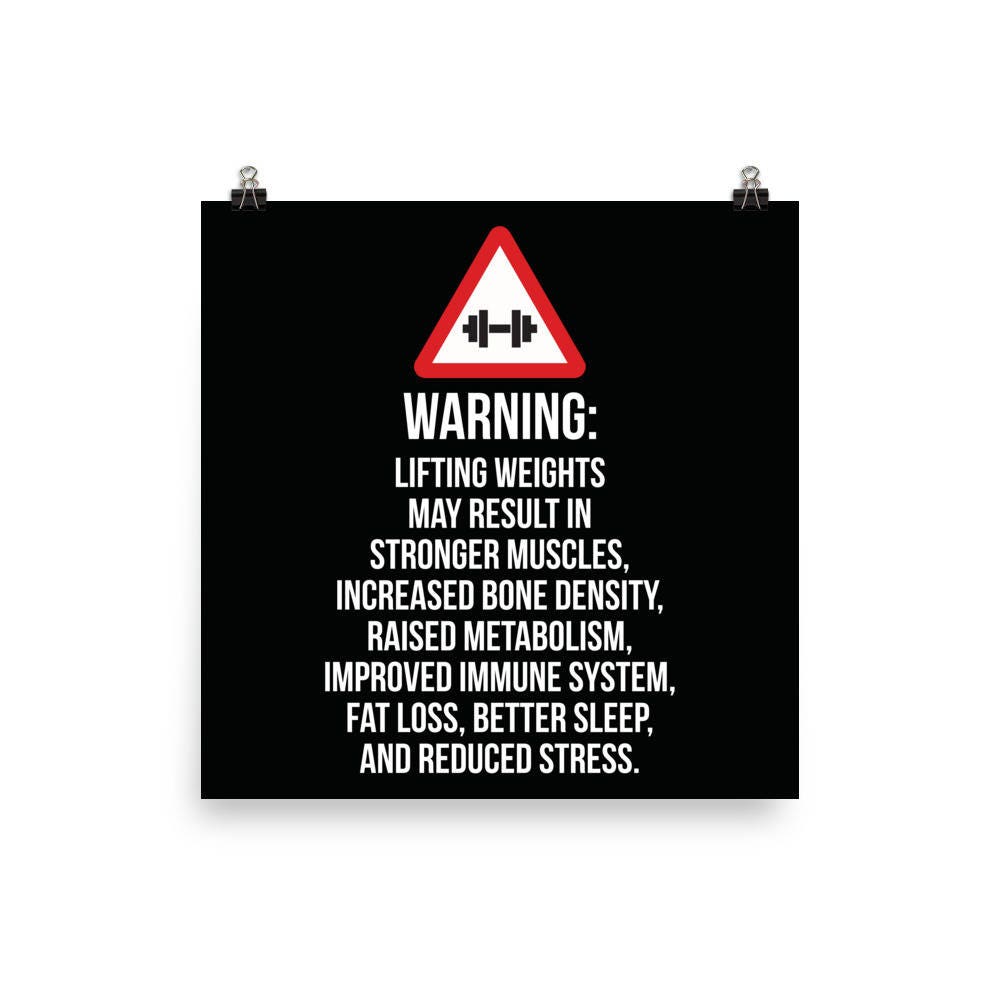 WARNING Lifting Weights Gym Poster Motivational Prints | Etsy