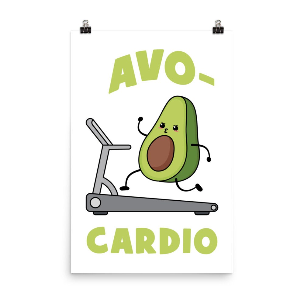 Avocardio Gym Poster Canvas Workout Avocado Running | Etsy