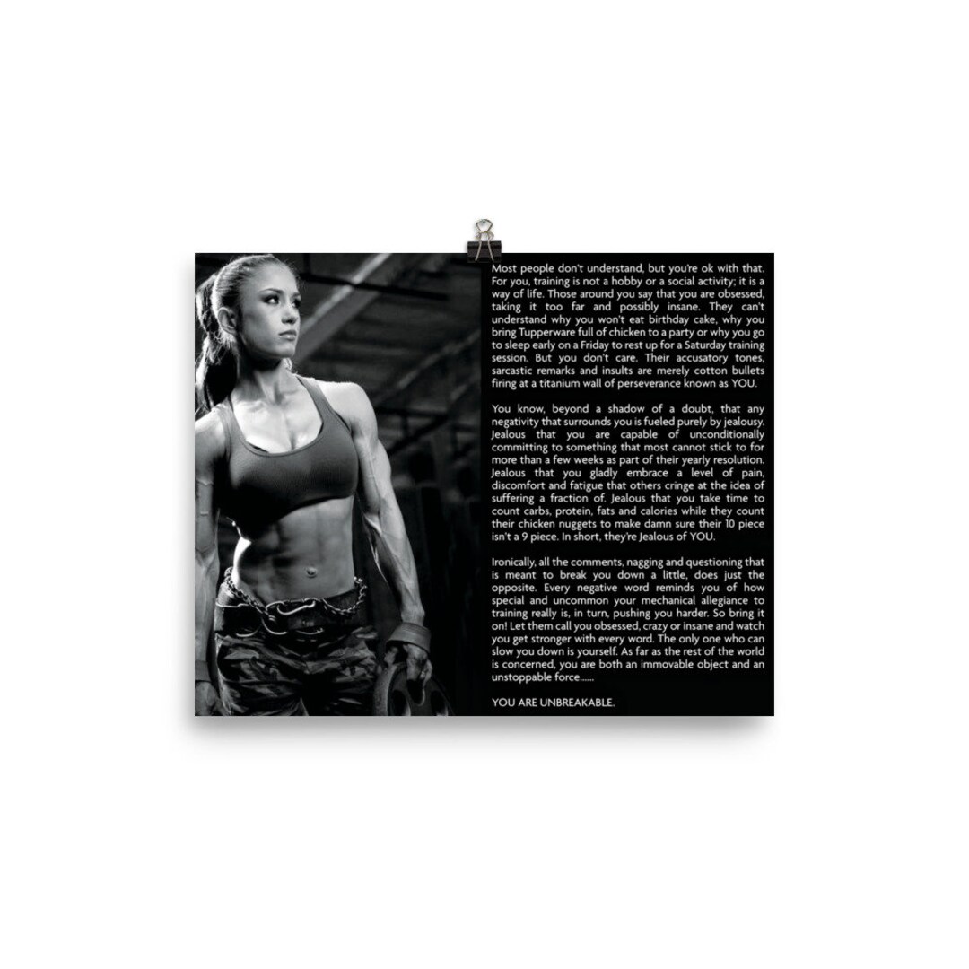 Unbreakable - Women's Gym Poster, Motivational Prints, Gift for ...