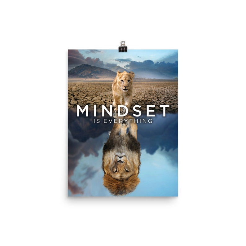 Mindset Lion Reflection Lion Poster Hustle Entrepreneur - Etsy
