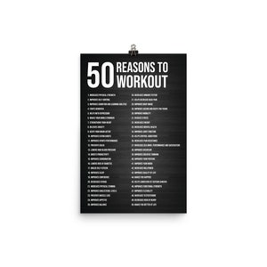 50 Reasons to Workout, Gift, Gym Poster, Motivational Prints ...