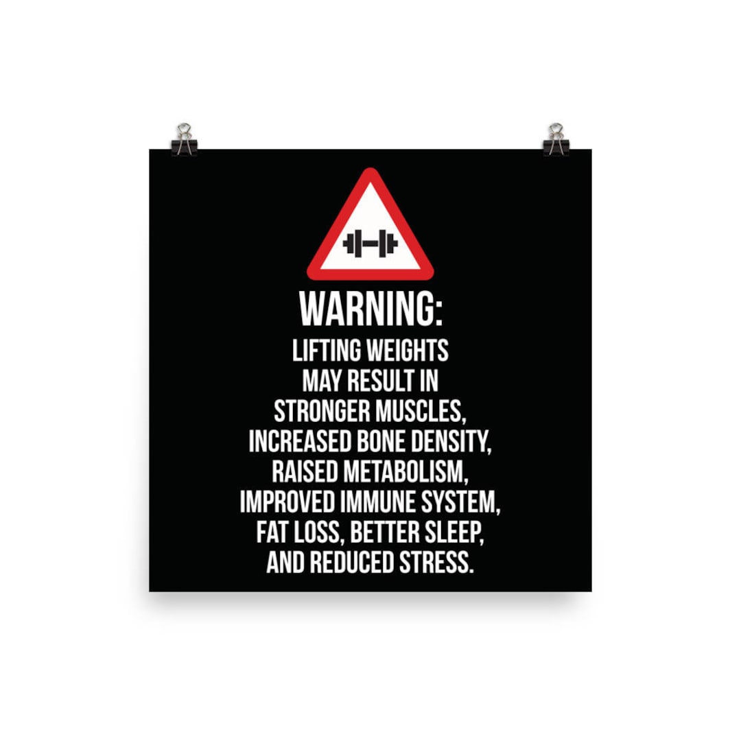 WARNING, Lifting Weights, Gym Poster, Motivational Prints, Gift for ...