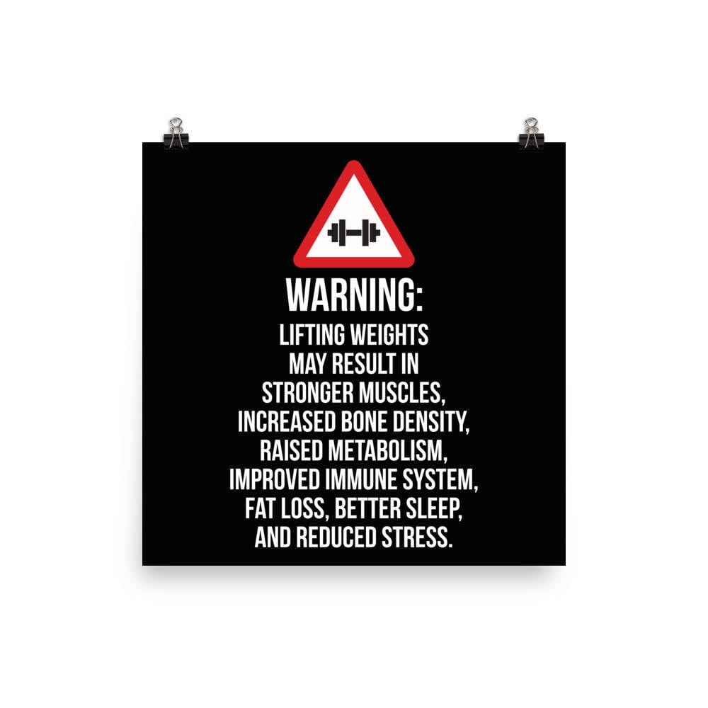 WARNING Lifting Weights Gym Poster Motivational Prints | Etsy