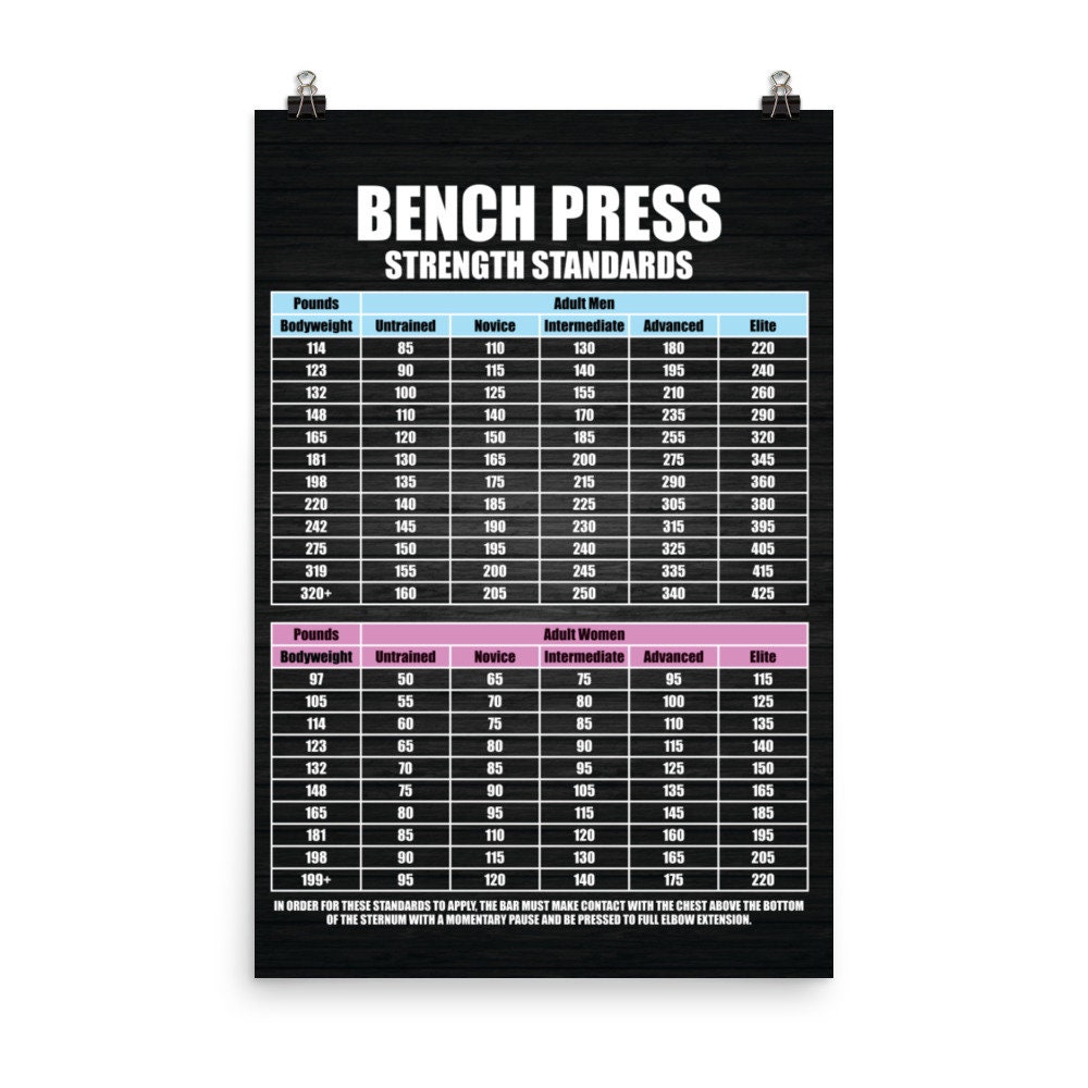 Bench Press Strength Standards Chart Gym Poster Prints - Etsy UK Bench Press Strength Standards Chart Gym Poster Prints - Etsy UK