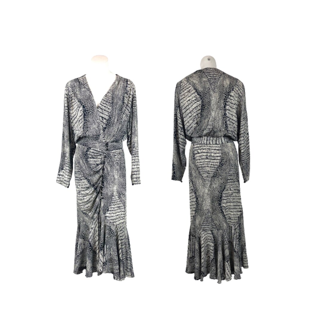 VTG 80s Barbara Barbara Slinky Black and White Animal Print Mermaid ...