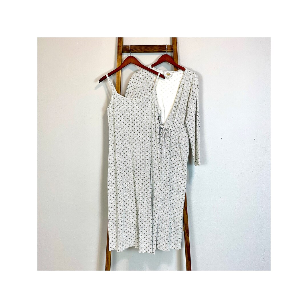 Vintage 1990s Talbots Cotton Rosebud Floral Slip Dress Nightgown and ...