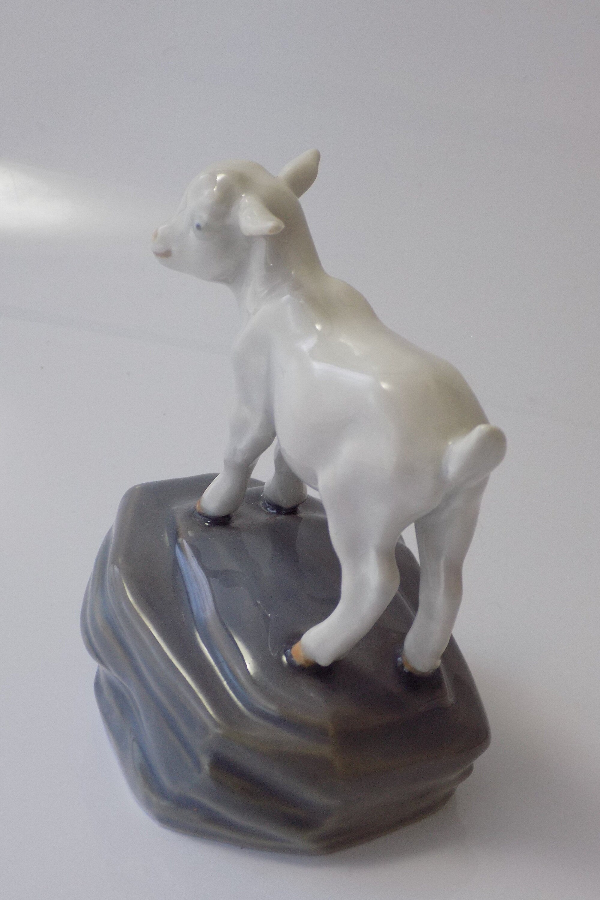 Royal Copenhagen Porcelain Goat Kid on Rock Handpainted - Etsy