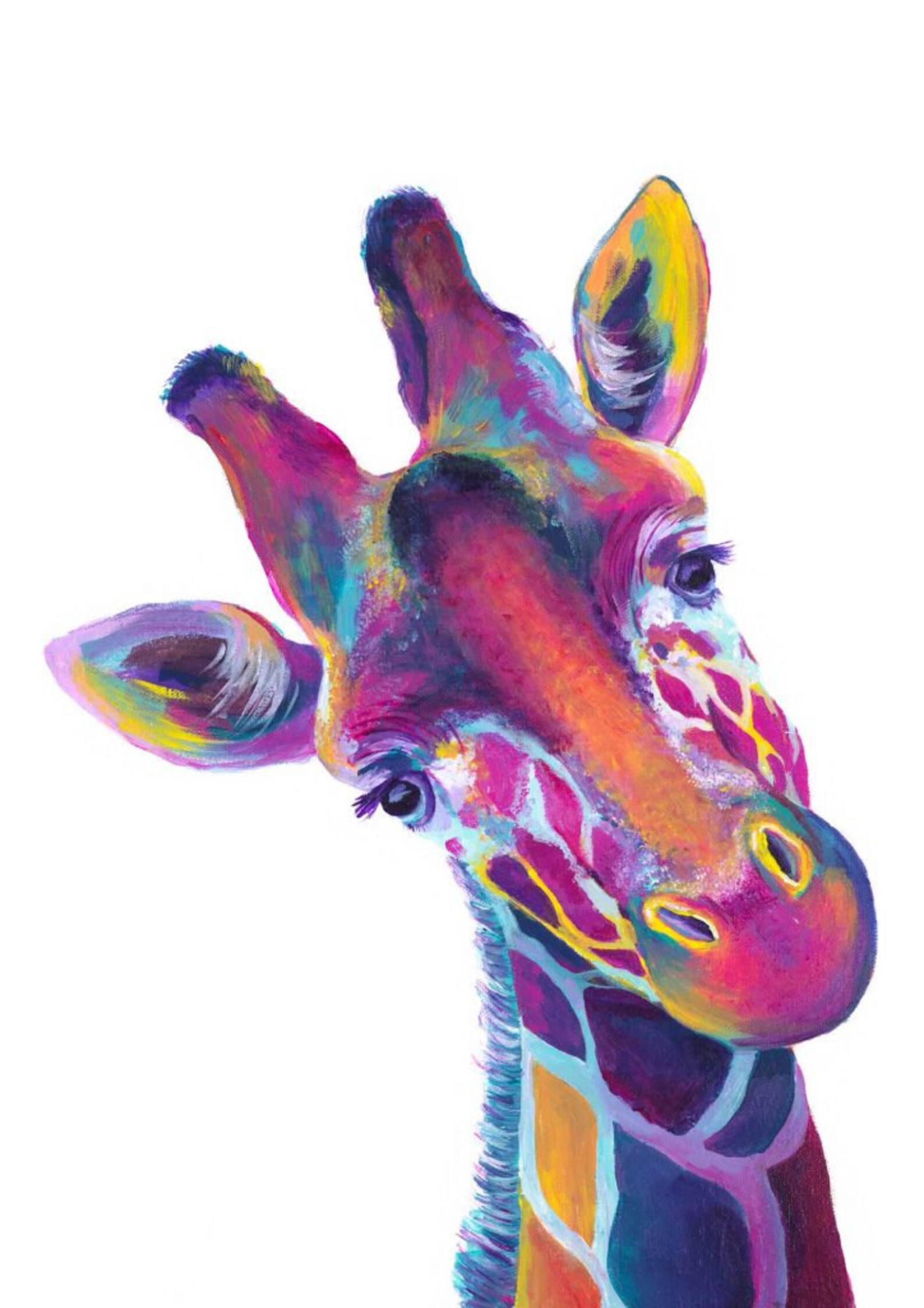 Pink Blue Yellow Rainbow Giraffe Limited Edition Fine Art Print - Etsy