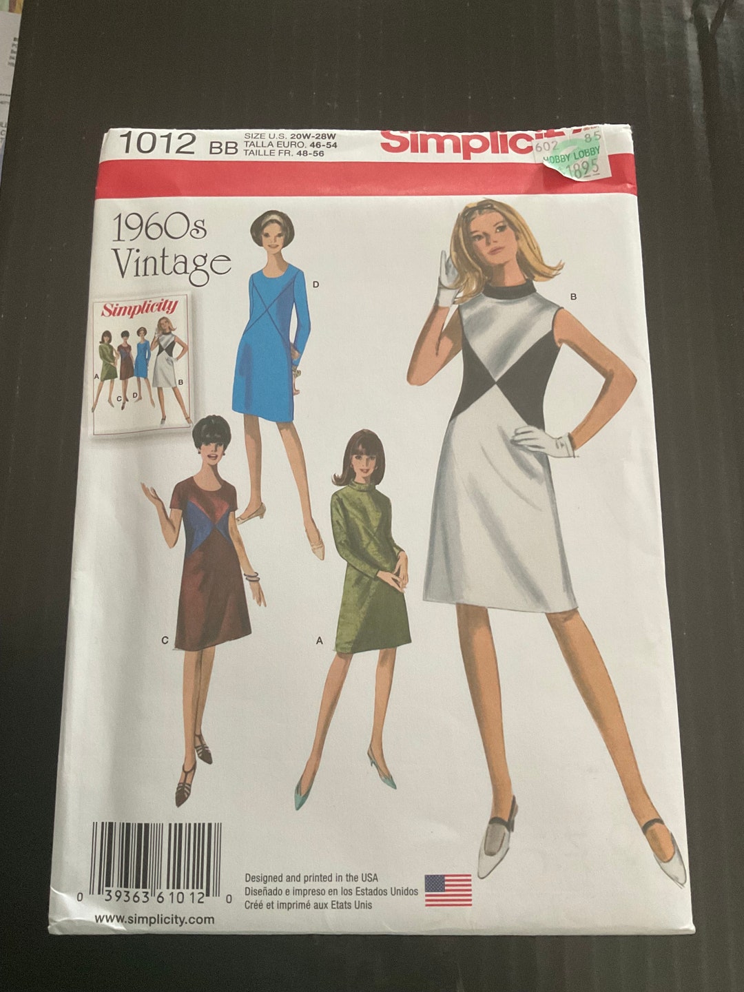 Simplicity 1012, 1960’s Vintage Sheath Dress Pattern, BB, Plus Sizes ...