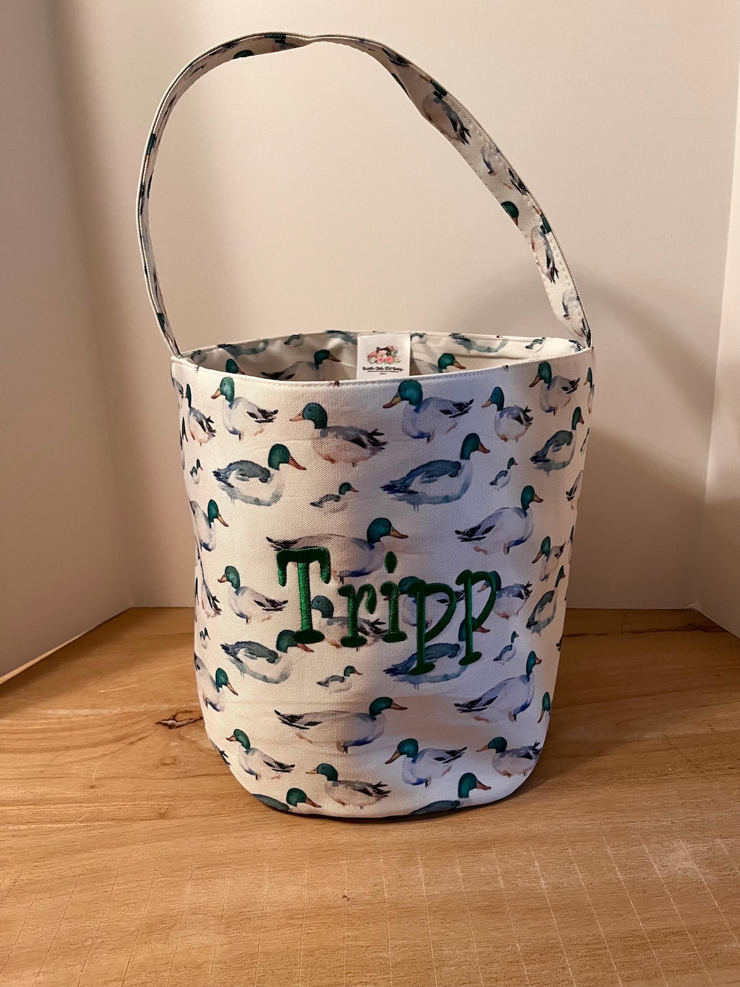 Personalized Mallard Duck Easter Basket, Duck Easter Tote,ruffled ...