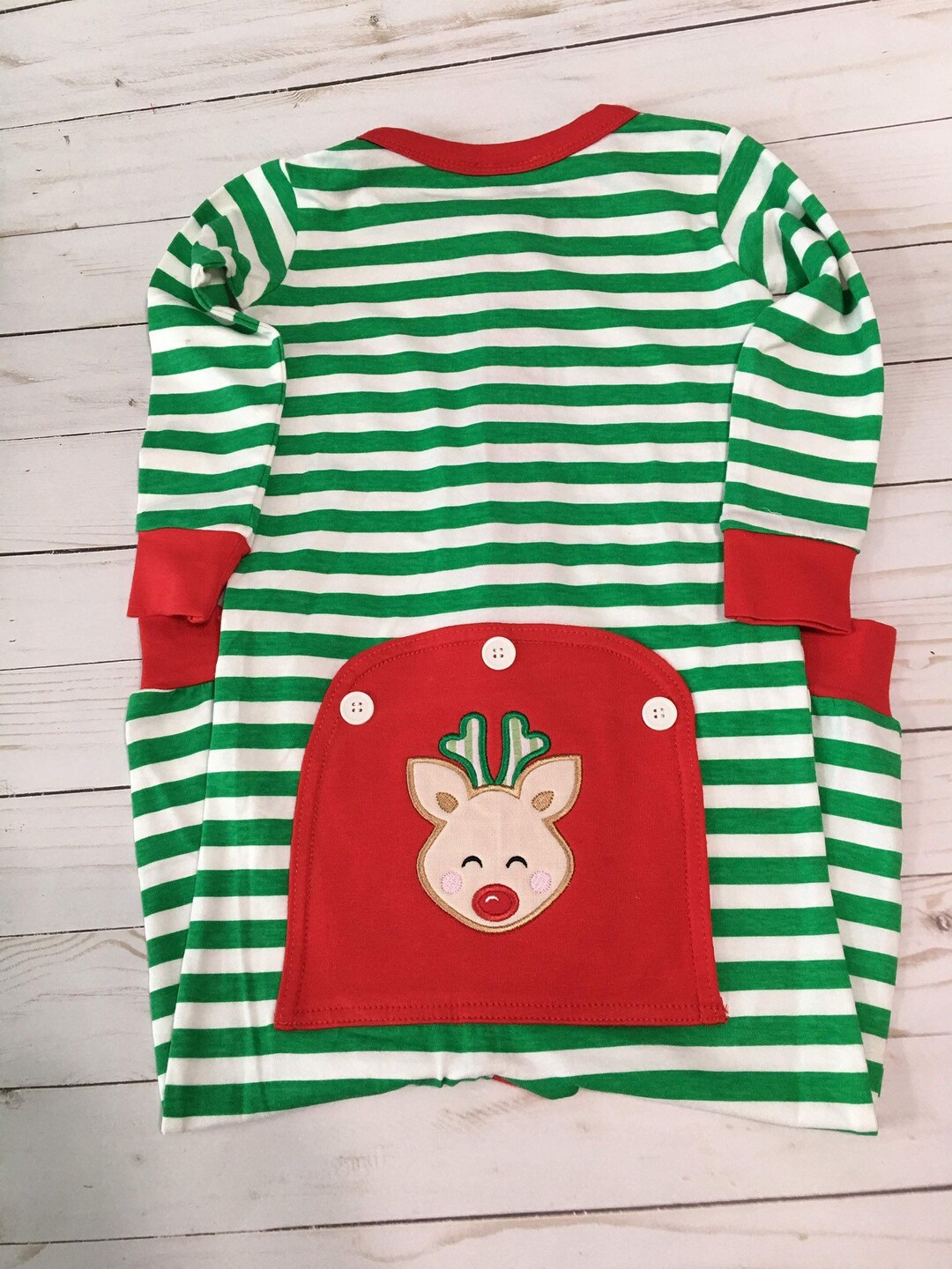 Monogrammed Faux Back Flap Christmas Pajamas, Unisex Kids Christmas Pjs ...
