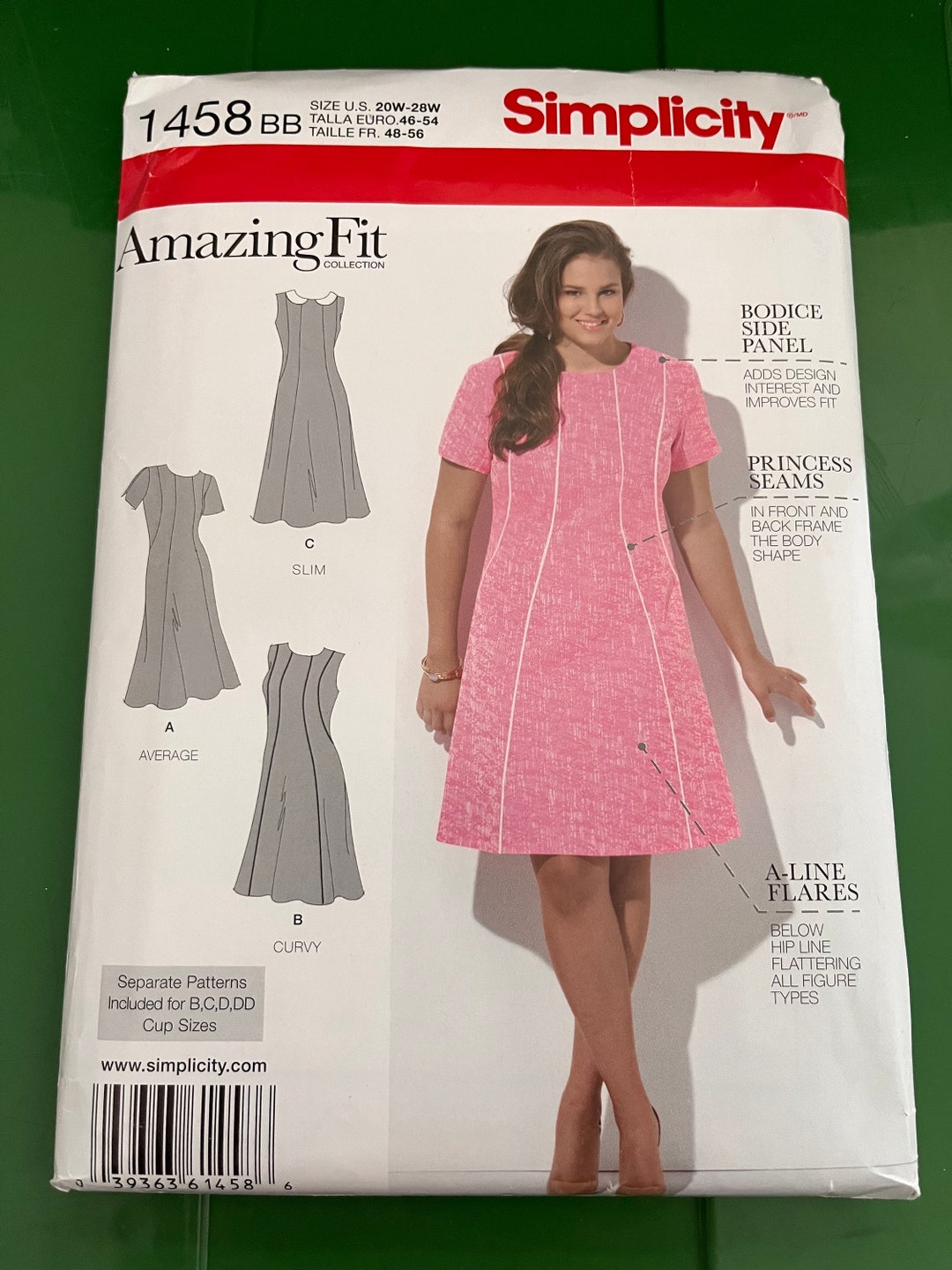 Simplicity 1458 BB, Amazing Fit Short Sleeve Aline Sheath Dress Pattern ...