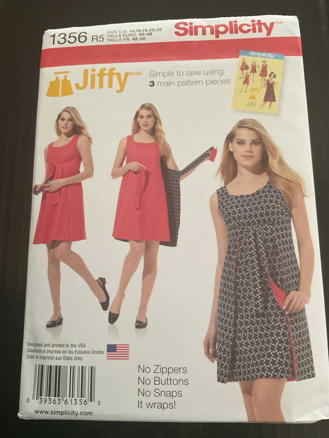 Simplicity 1356 Jiffy Dress Pattern, Ladies Wrap Mini Dress Pattern ...