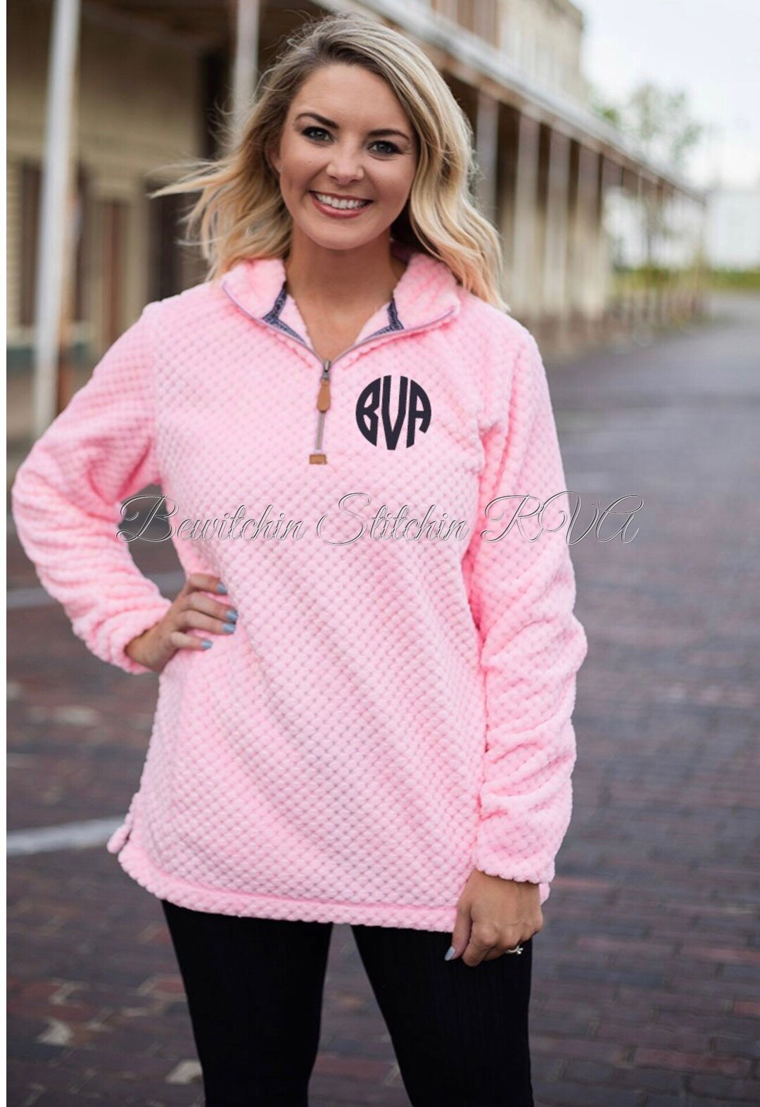 Personalized Ladies Pink Sherpa Quarter Zip Pullover, Ladies Pineapple ...