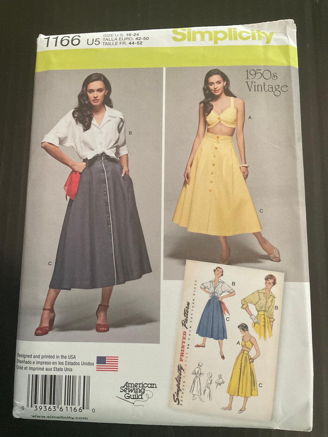 Simplicity 1166, 1950’s Button Front Skirt, Halter, and Shirt Pattern ...