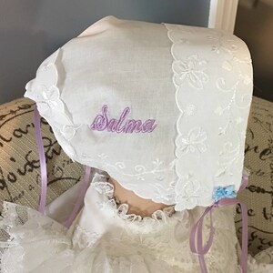 Monogrammed Handkerchief Baby Bonnet With Poem, Magic Baby Bonnet ...