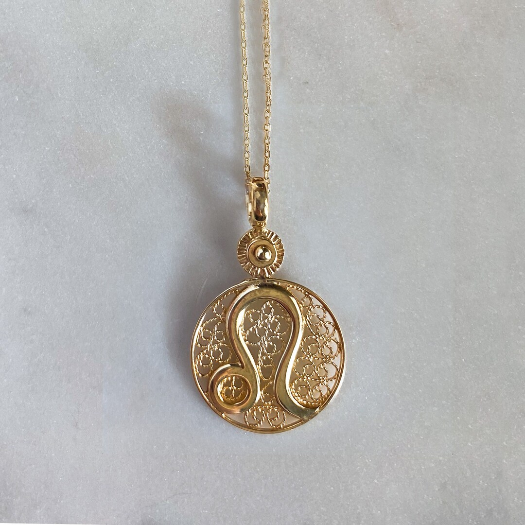 Gold Leo Coin Necklace, Sterling Silver Zodiac Pendant, Handmade ...