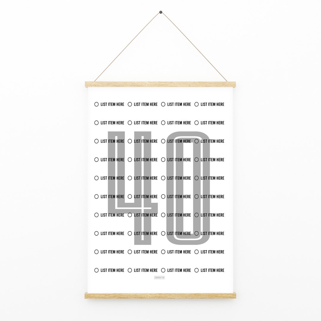 Custom 40th Birthday Bucket List Poster - Personalized - Etsy