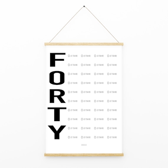 Custom 40th Birthday Bucket List Poster Personalized | Etsy