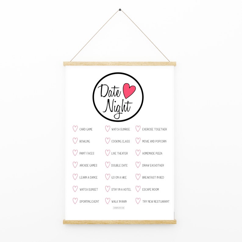 Heart Date Night Poster Bucket List - Etsy