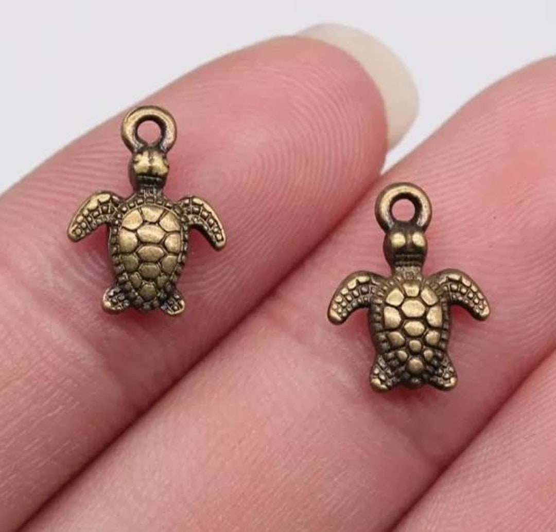 TINY SEA Turtle Charms Swimming Turtle Charms Turtle Pendant Bronze ...