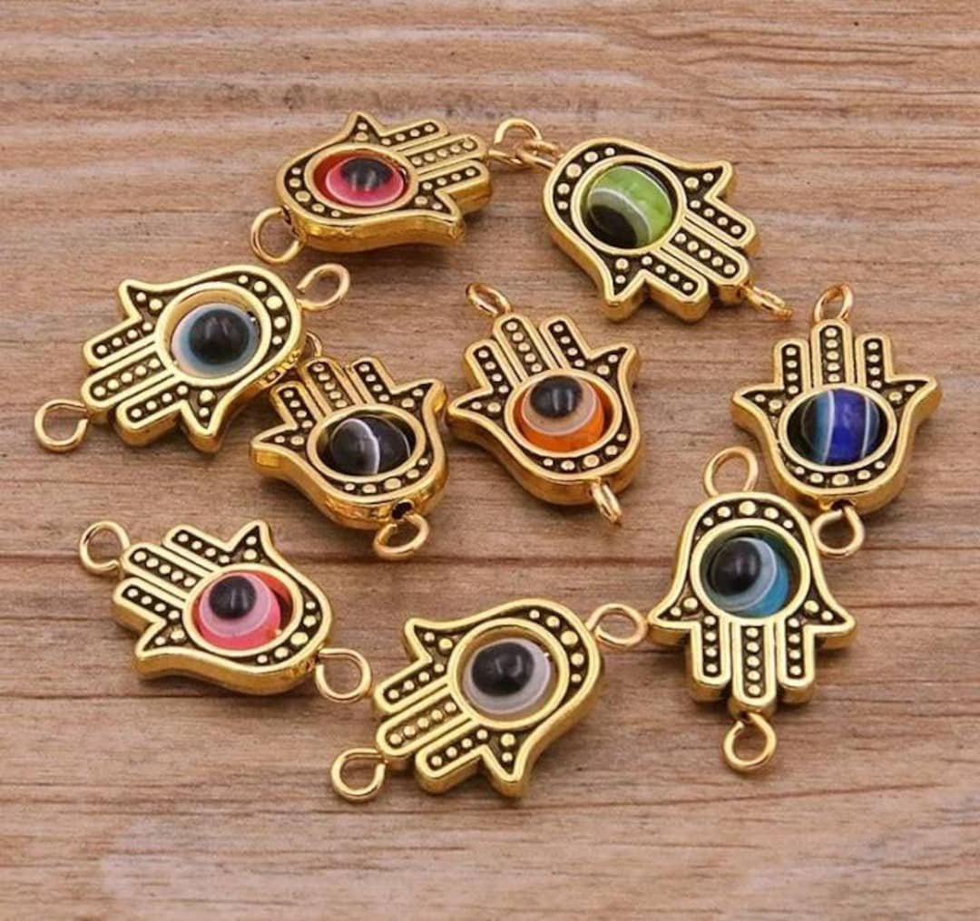 Hamsa Kabbalah Healing Hand Connector Charms Hand Charm God Charms With ...