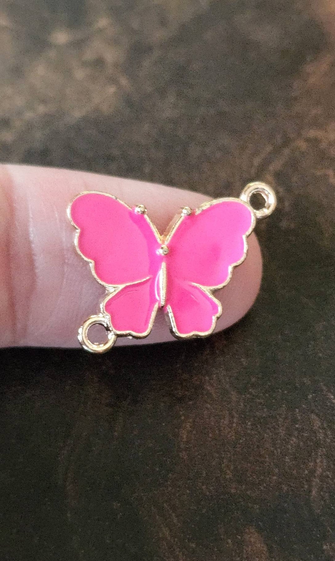 BUTTERFLY Connector Hot Pink Butterfly CHARM Connector - Etsy