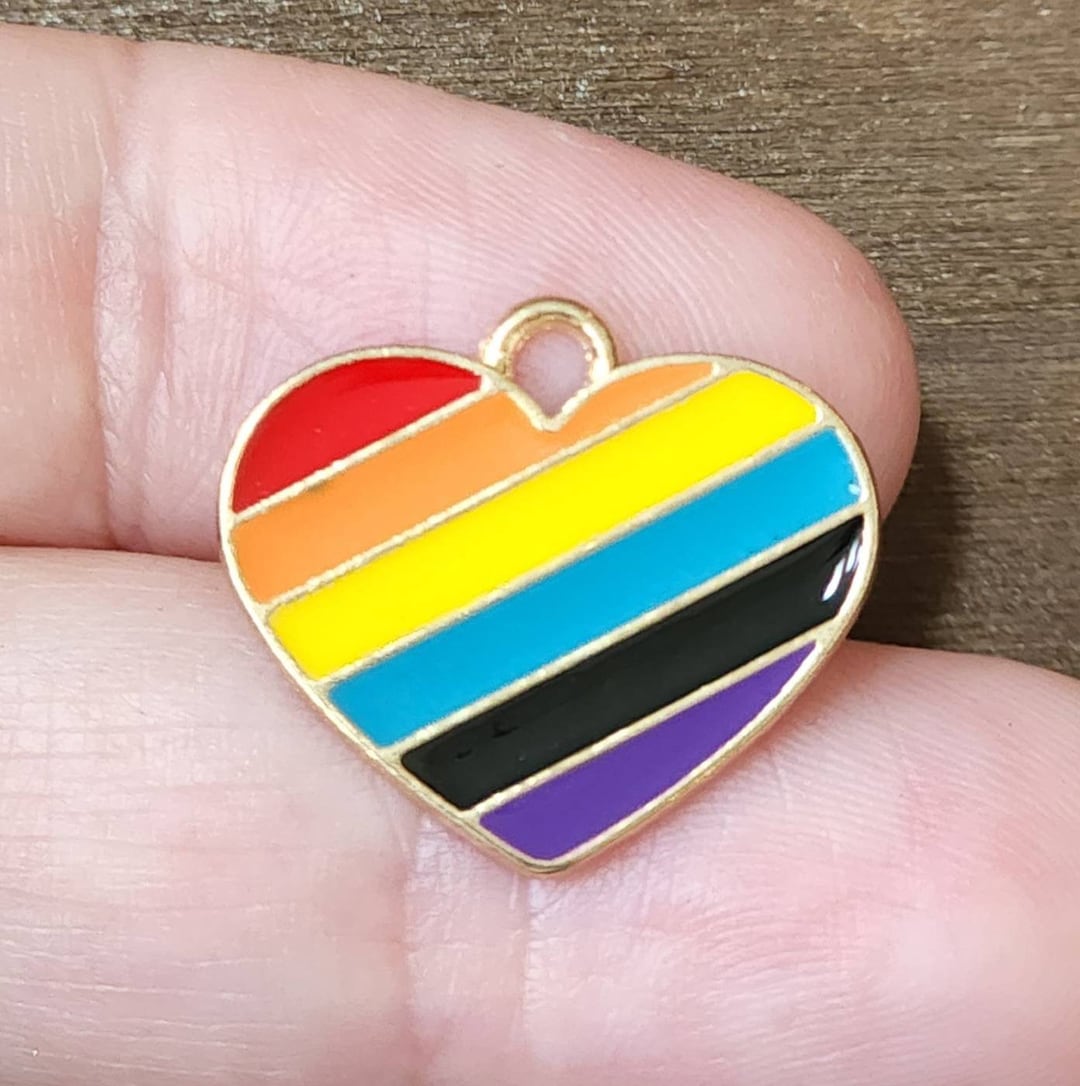 RAINBOW Heart Charm Rose Gold Rainbow Charms Rainbow Heart Pendant ...