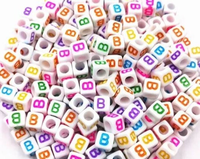 6MM X 6MM Beads Letter B Beads Alphabet Beads Letter Beads Spacer White ...