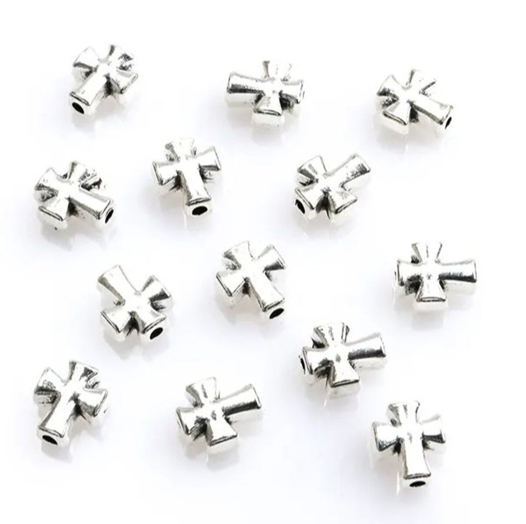 Silver Cross Beads Religious Beads Christian Cross Charm Beads ...