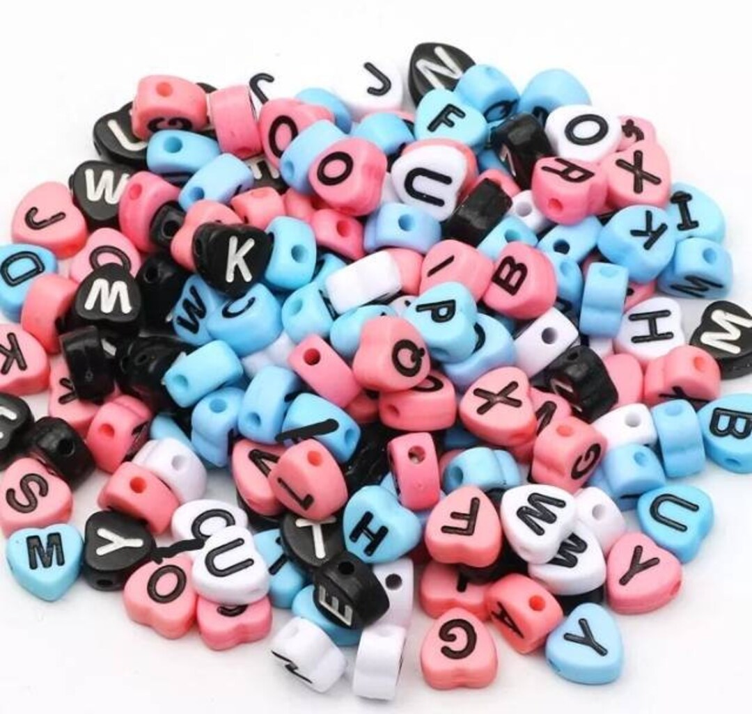 Beads 4 X 7MM Alphabet Beads Letter Beads Spacer Heart Beads - Etsy