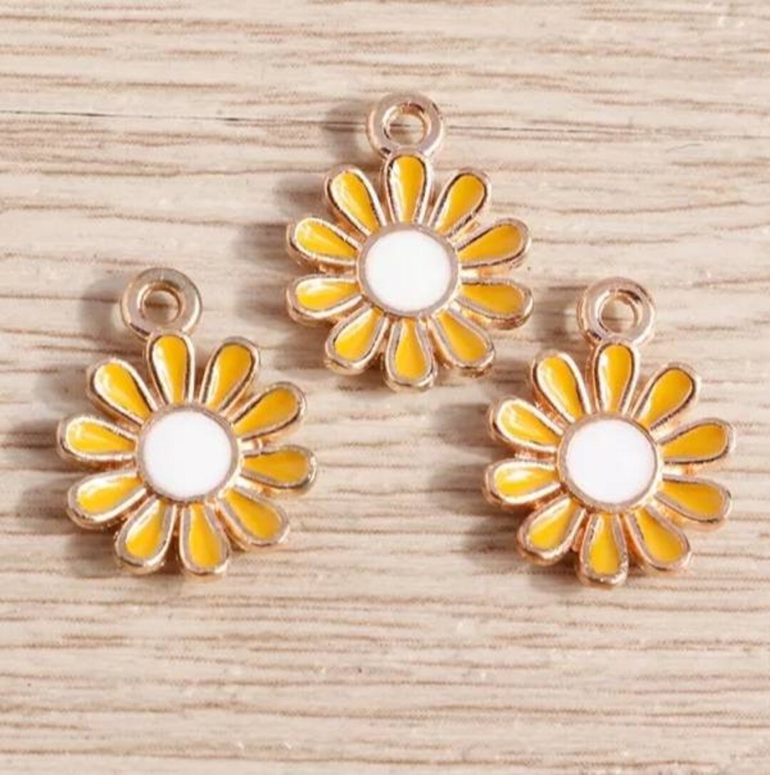 TINY Daisy Charms Flower Charms Summer Charm Rose Gold Charms Necklace Bracelet Earrings DIY ...