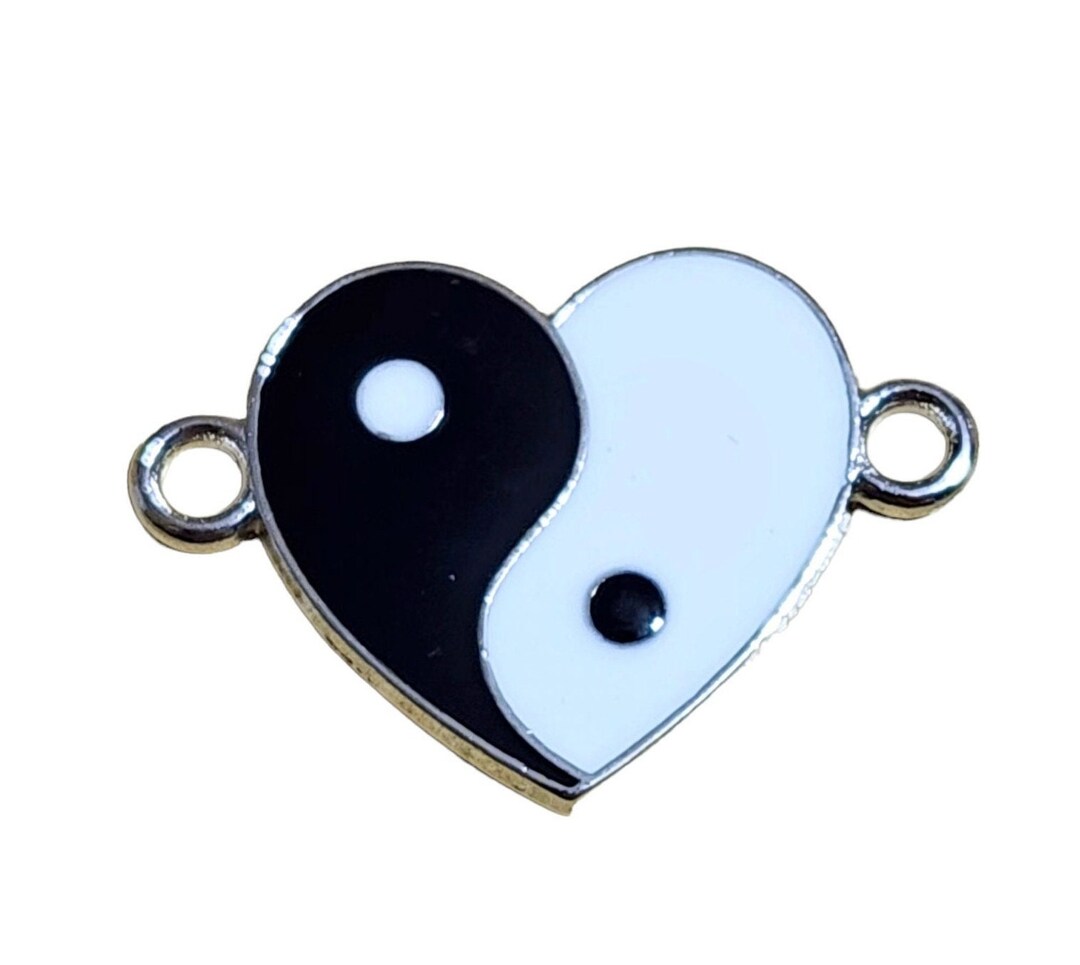 Yin Yang Heart Charm Connector Yin Yang Heart Connector Charm Yin Yang ...