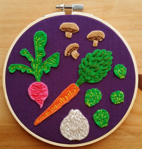 Cute Vegetable Embroidery Felt Art | Etsy