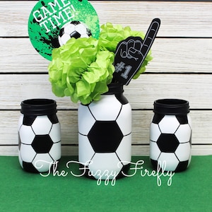 Soccer Ball Mason Jar Centerpiece Set, Sports Theme Party Decor - Etsy