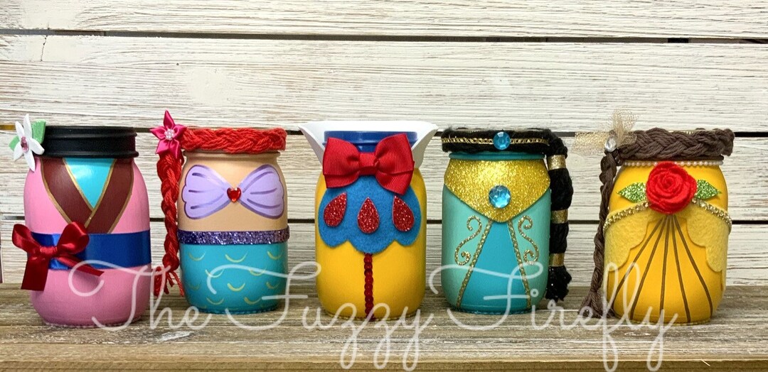 Princess Mason Jar Centerpieceprincess Centerpiecesnow White - Etsy