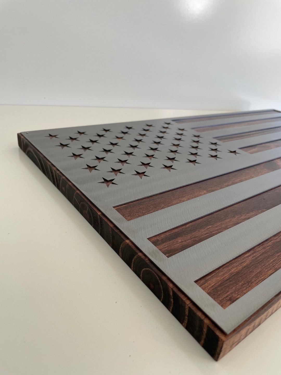 Handcrafted Metal American Flag Patriotic Wall Art Décor Wood Flag Sign ...