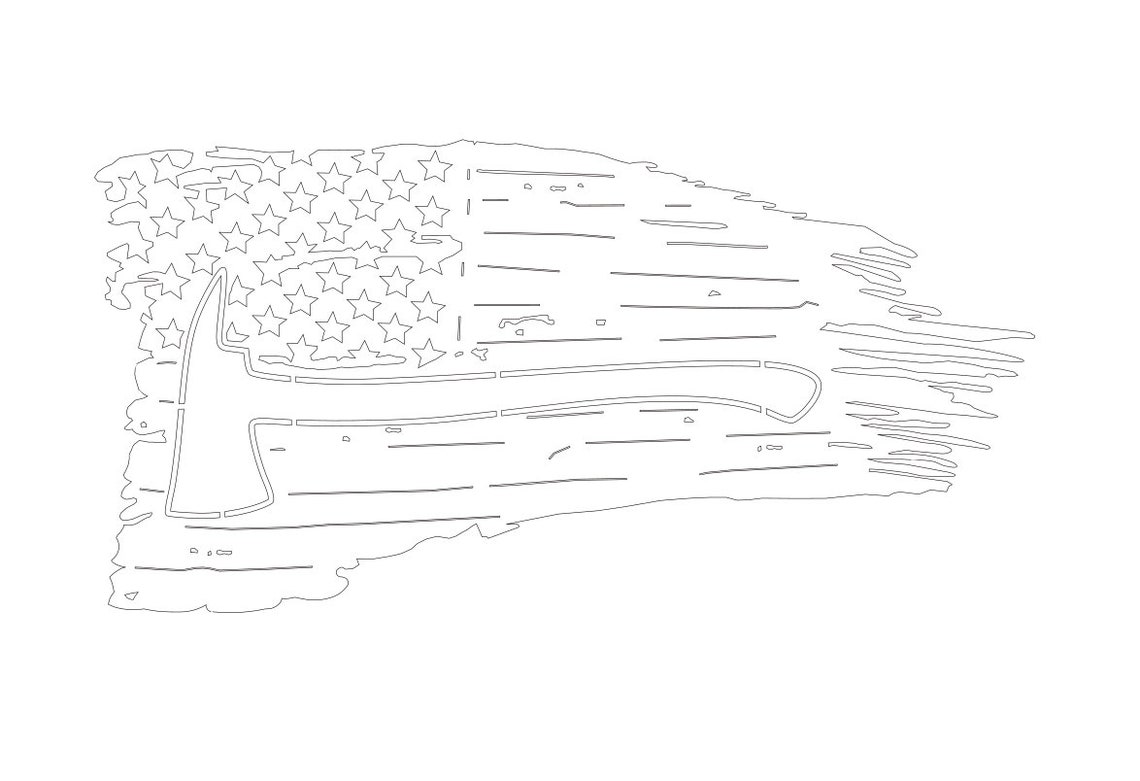 Tattered Flag With Fireman Axe SVG File for CNC Plasma - Etsy