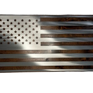 Handcrafted Metal American Flag - Patriotic Wall Art Décor Wood Flag ...