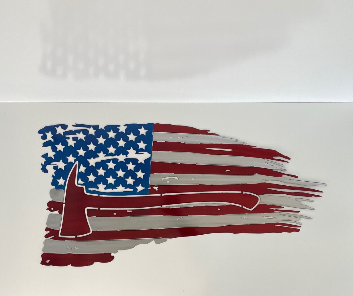 Tattered Flag With Fireman Axe - SVG File for CNC Plasma, Laser, Vinyl ...