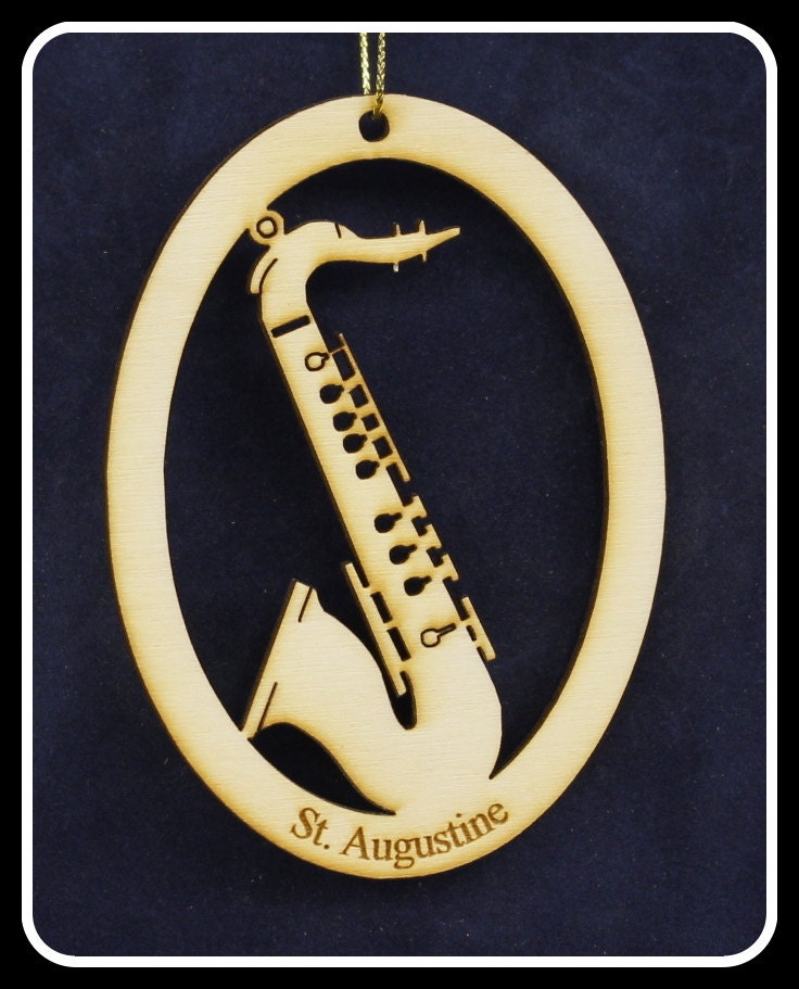 Snazzy Jazzy Saxophone Ornament Wood Personalized FREE USA | Etsy