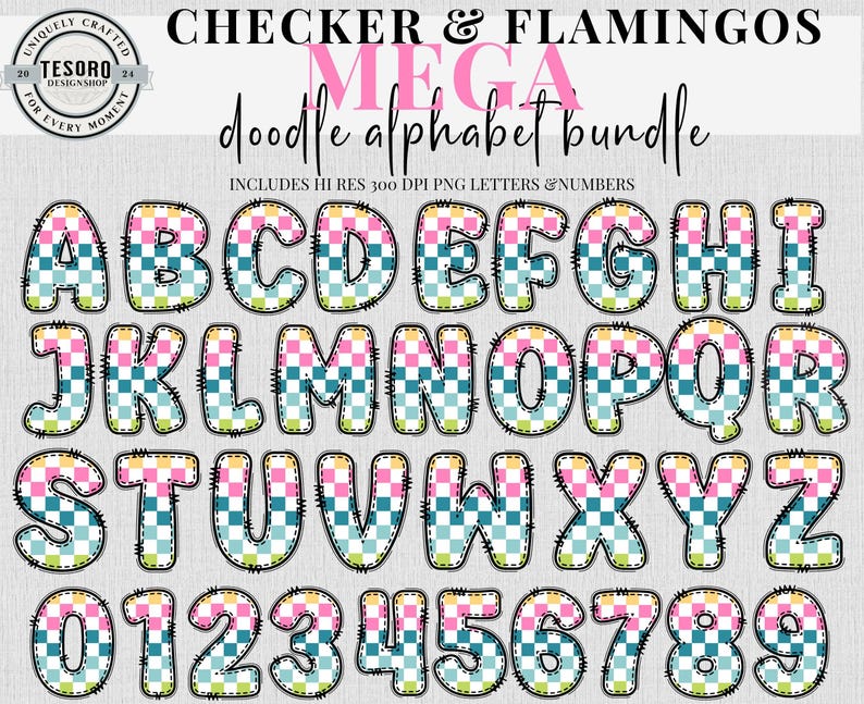 Checker Doodle Alphabet Bundle |tropical Summer Letter Clipart ...