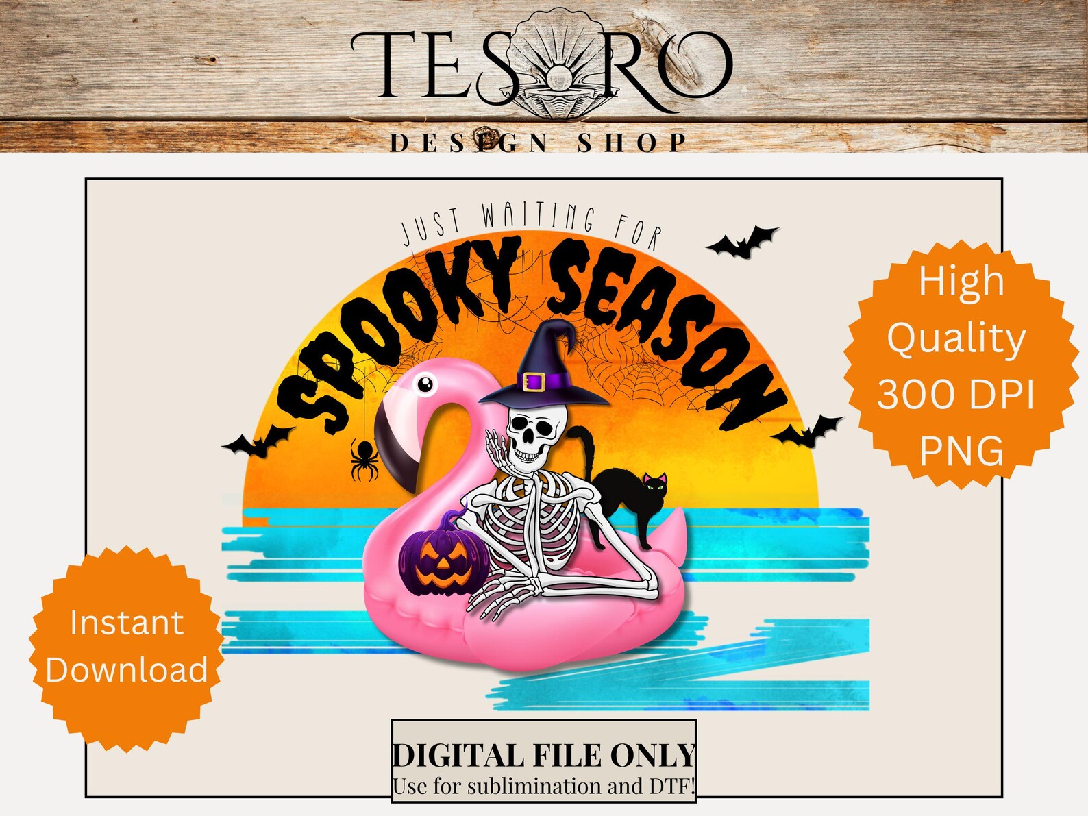 Funny Halloween PNG Skeleton Waiting for Spooky Season Halloween Black ...