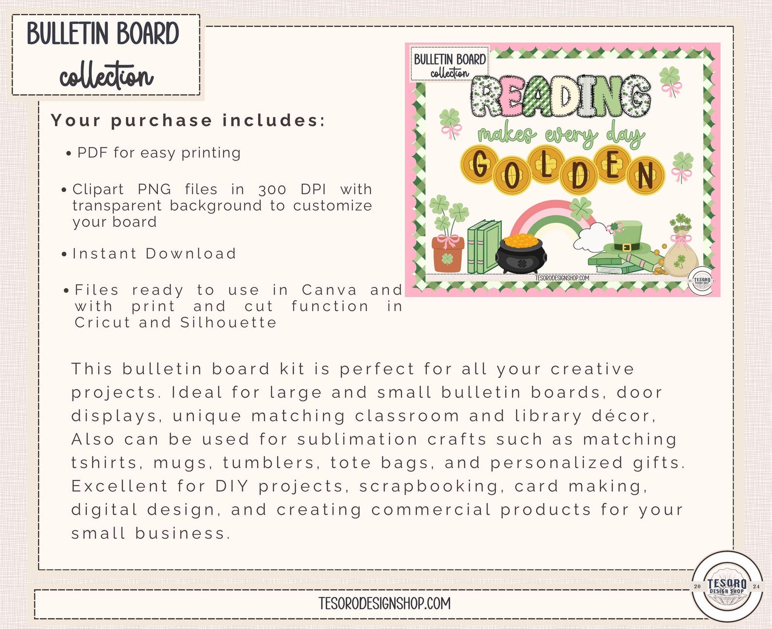 St Patrick Day Reading Bulletin Board Printable | March Classroom Decor ...